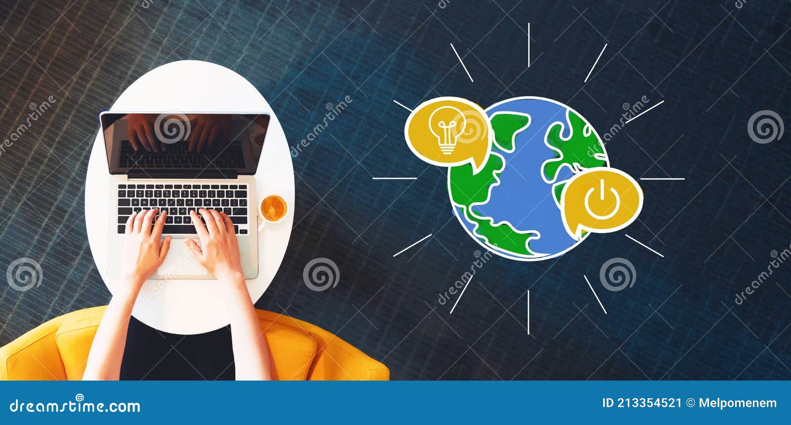 Saving Energy Concept with Person Using a Laptop Stock Image - Image of ...