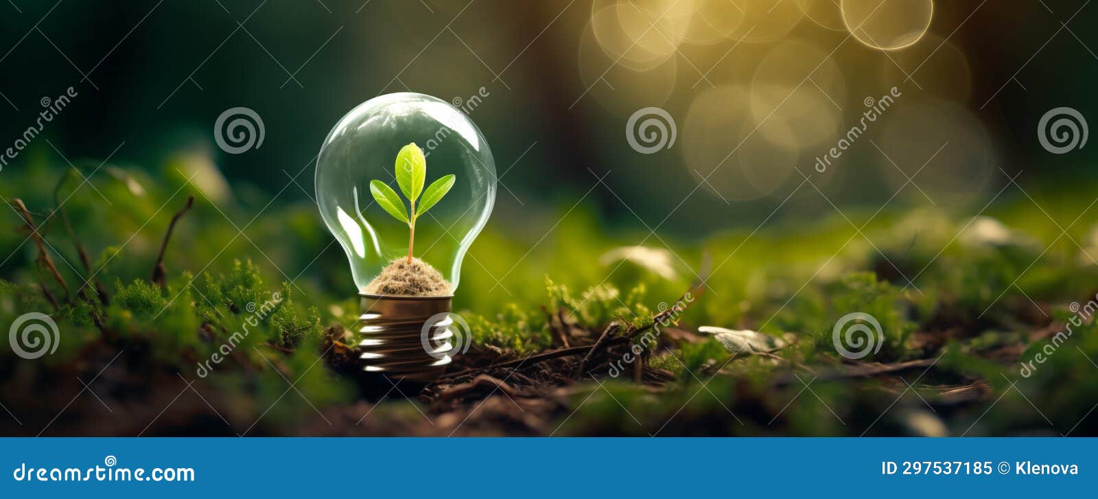 Saving Energy and Environment. Tree Growth in Light Bulb for Saving ...