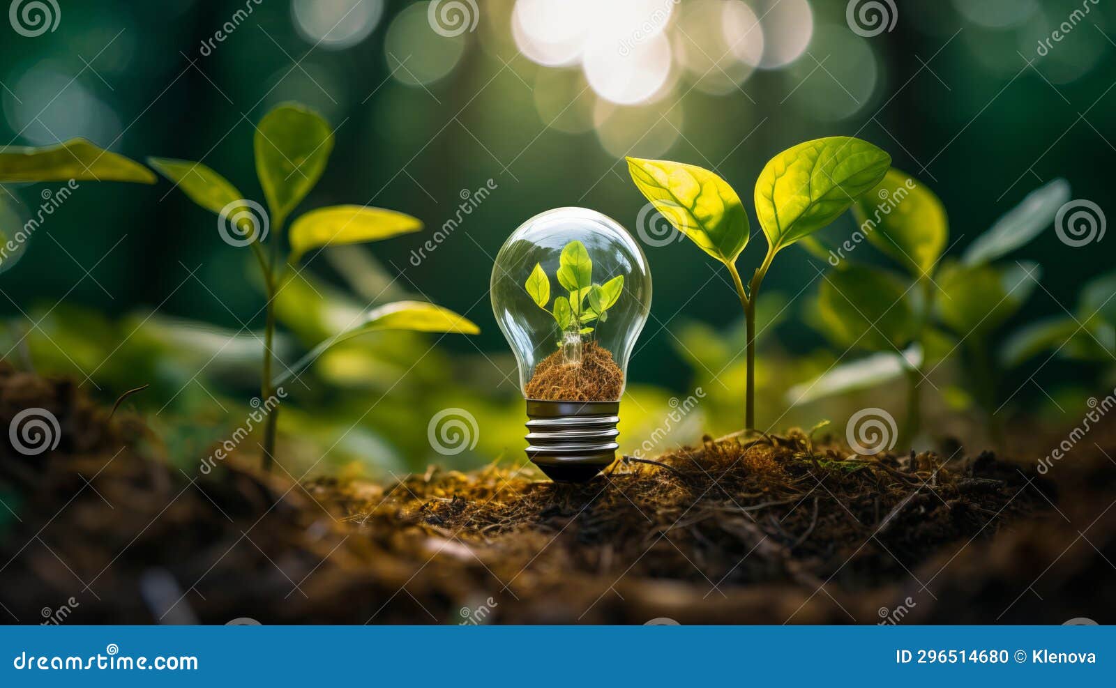 Saving Energy and Environment. Tree Growth in Light Bulb for Saving ...