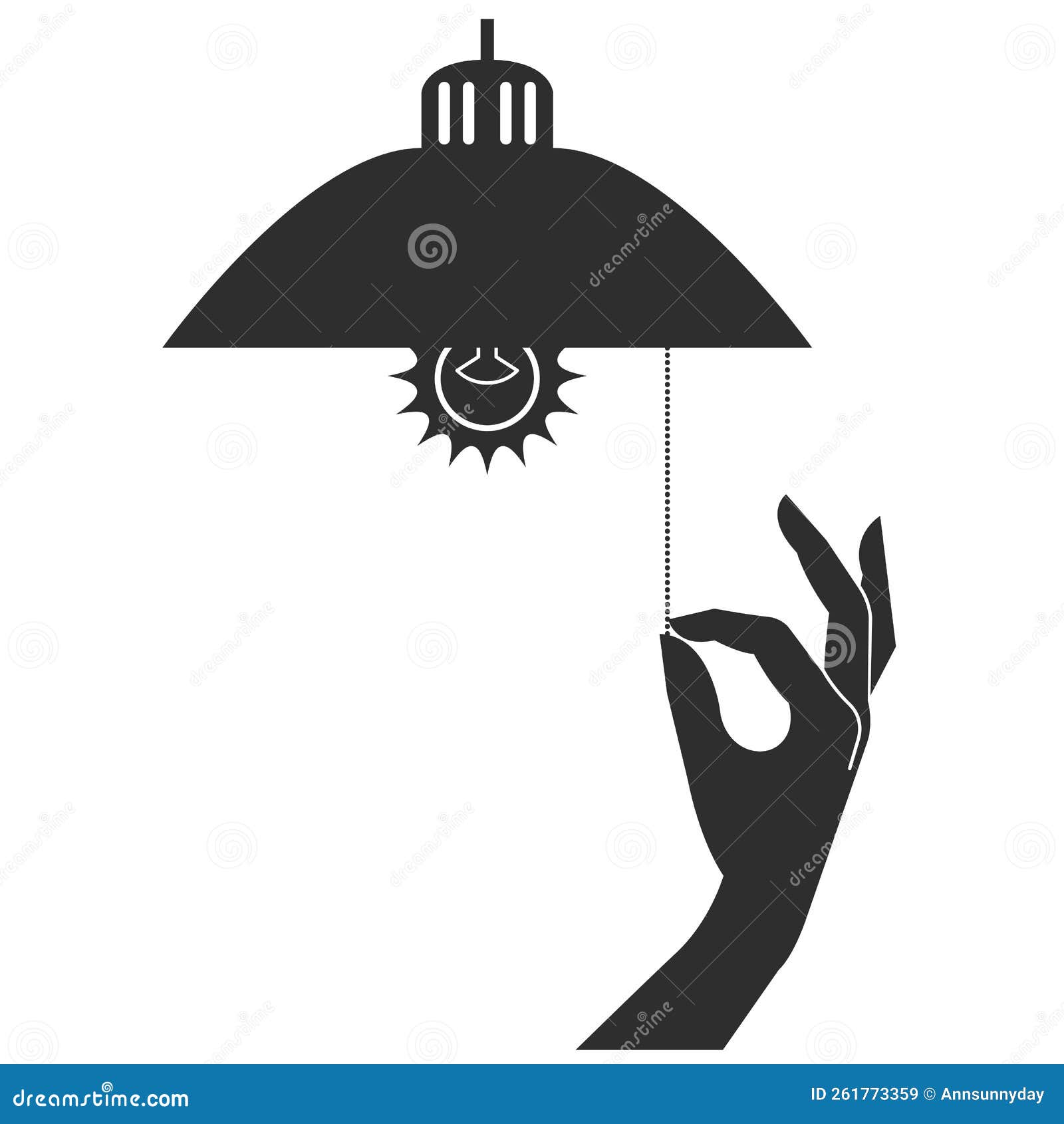 Saving Energy, Lampshade and Hand of Woman Turns Off Light with Pull ...