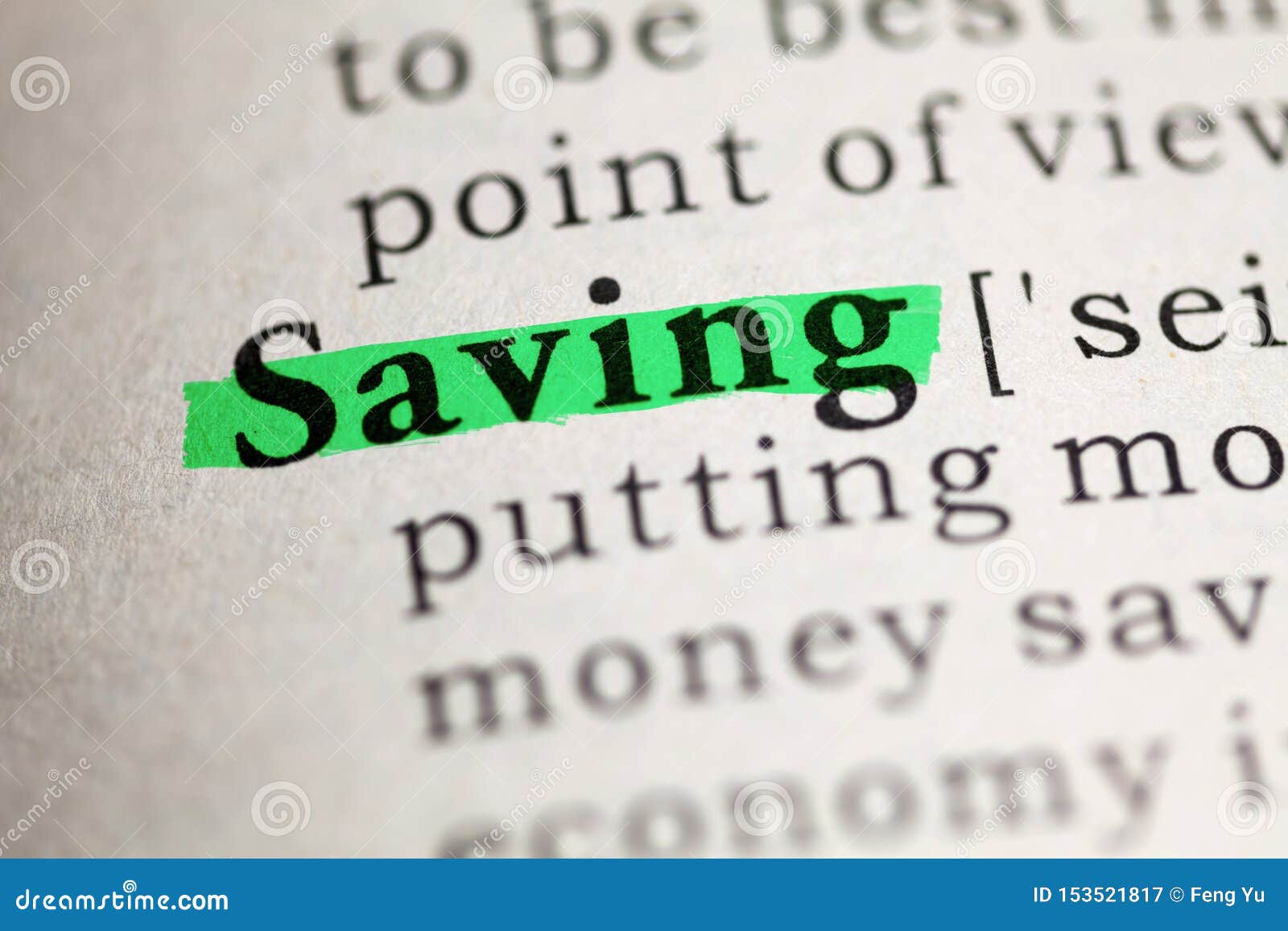 Definition of the Word Saving Stock Image - Image of saving ...