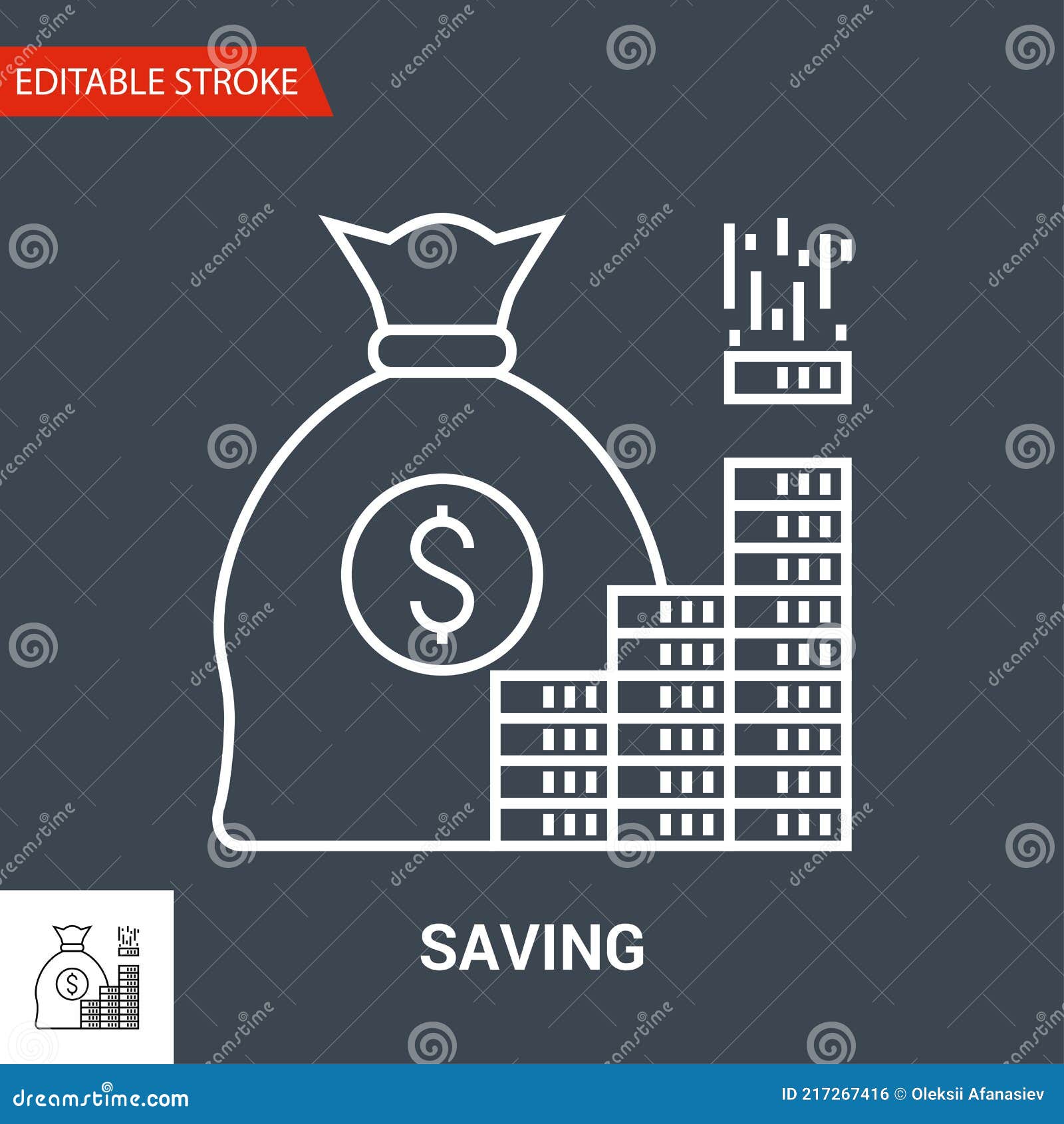 Saving Icon. Thin Line Vector Illustration Stock Vector - Illustration ...