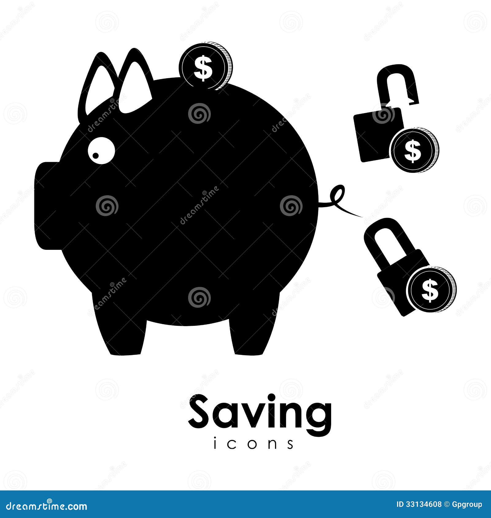 Saving icons stock vector. Illustration of document, cents - 33134608
