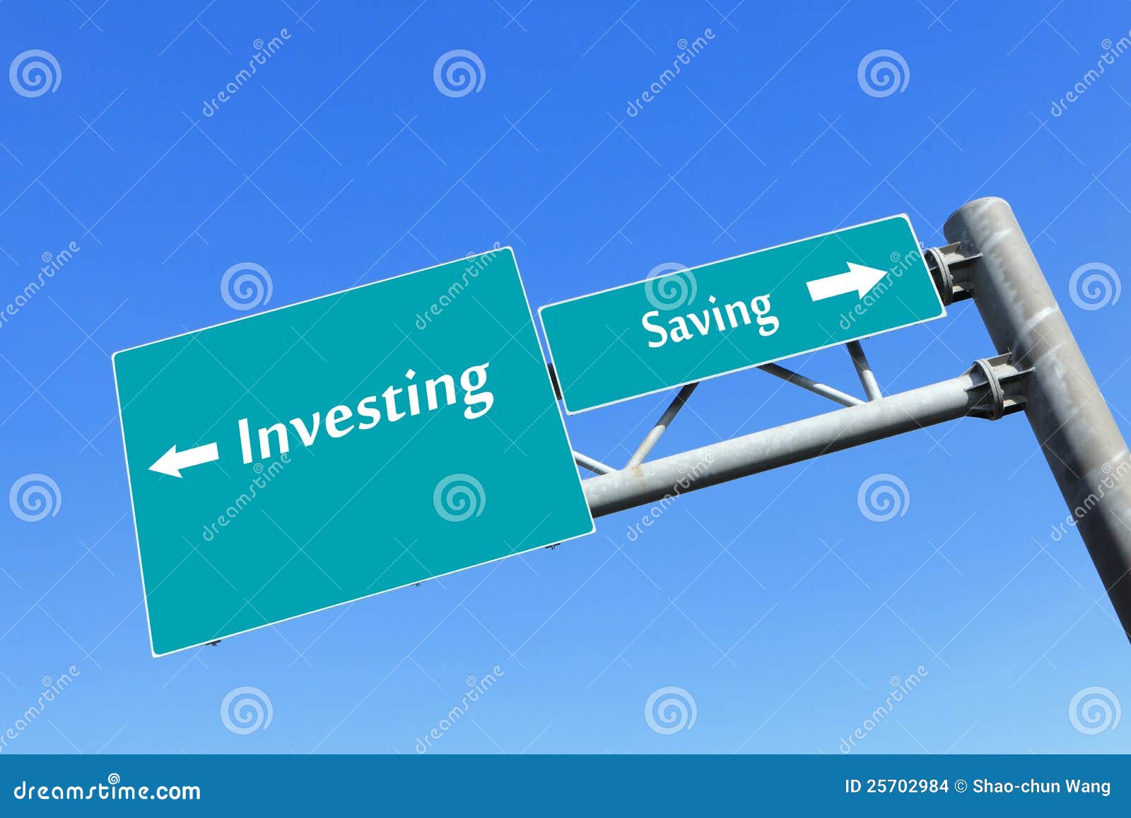 Saving or Investing Money in Road Sign Stock Photo - Image of highway ...