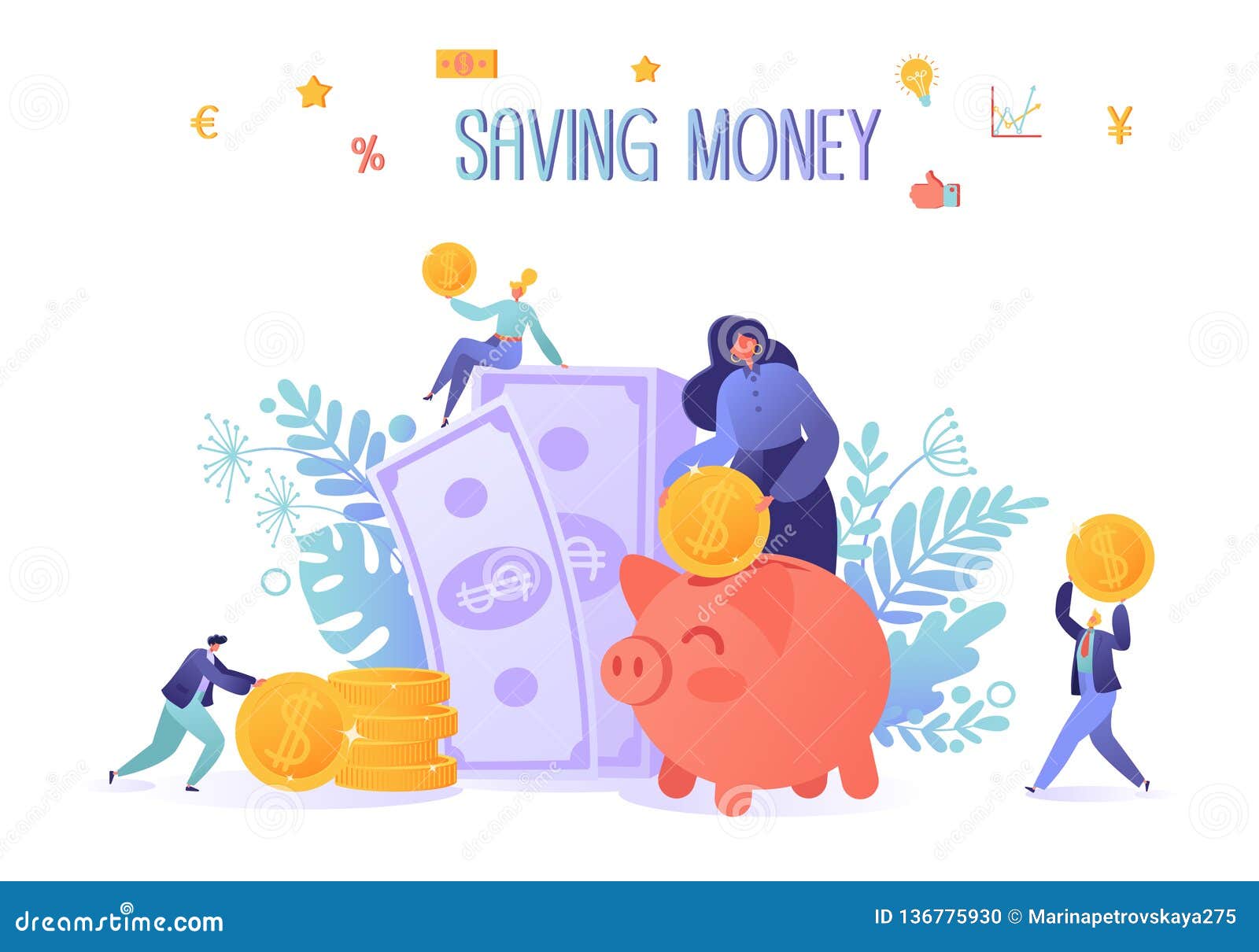 Business and Finance Theme. Concept of Saving Money Stock Vector ...