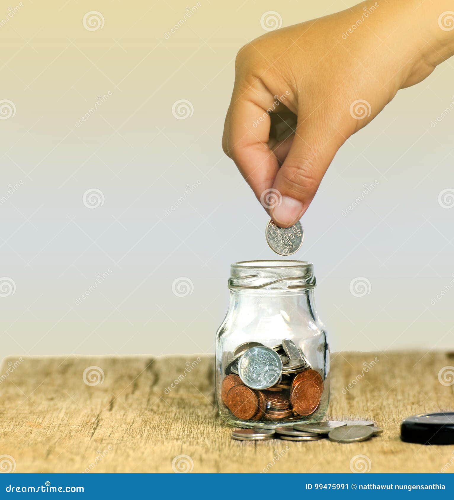 Saving money in a bottle stock image. Image of financial - 99475991