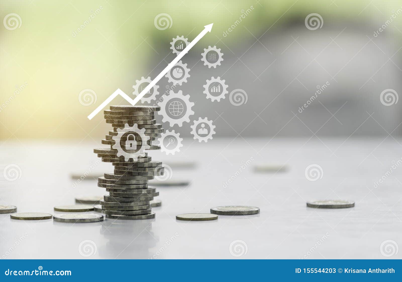 Saving Money Concept with Money Coin Stack. Stack of Coins with Copy ...