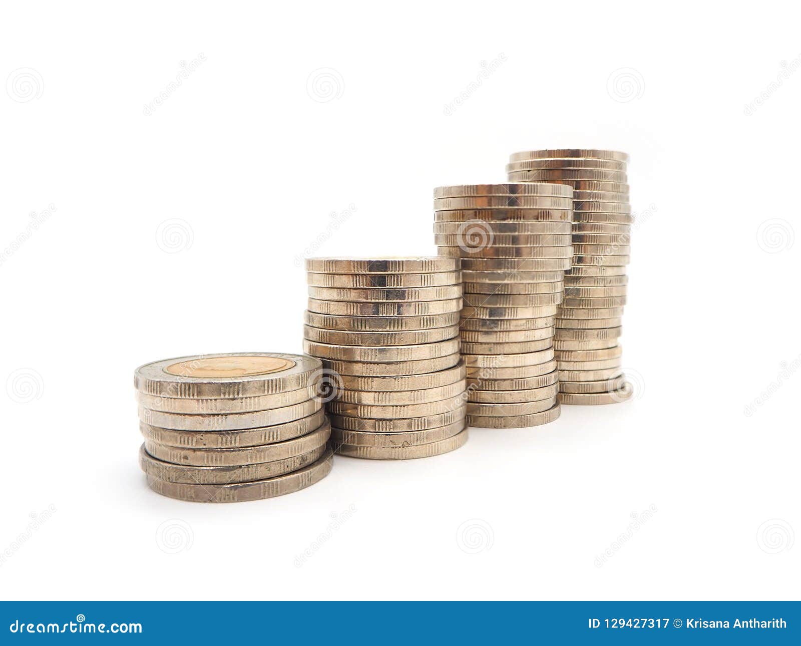 Saving Money Concept with Money Coin Stack Isolated on White Background ...