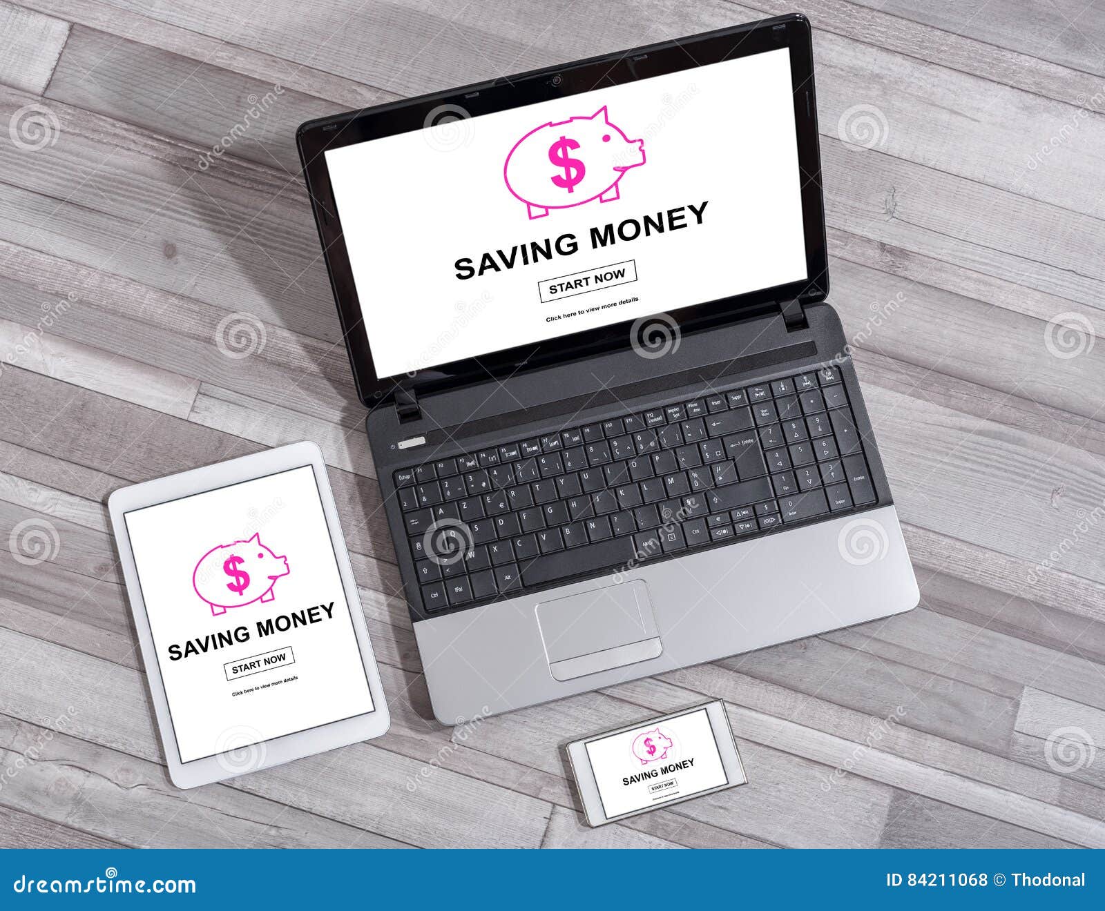 Saving Money Concept on Different Devices Stock Photo - Image of budget ...