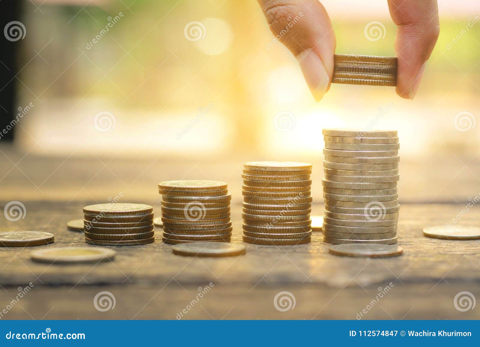 Saving Money Concept with Hand Putting Money Coin Stack Growing ...