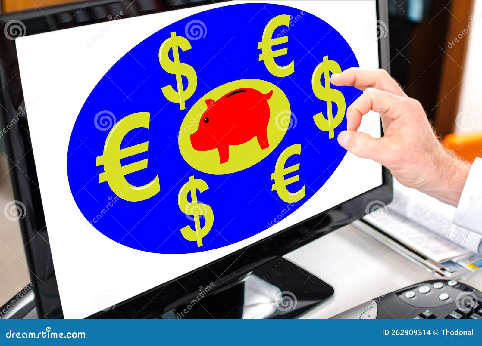 Saving Money Concept on a Computer Monitor Stock Photo - Image of ...