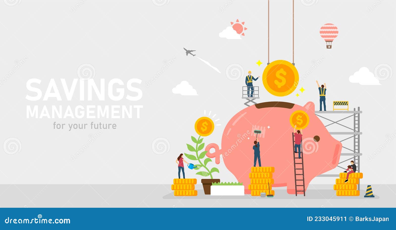 Saving Money Concept Vector Web Banner Illustration Stock Vector ...