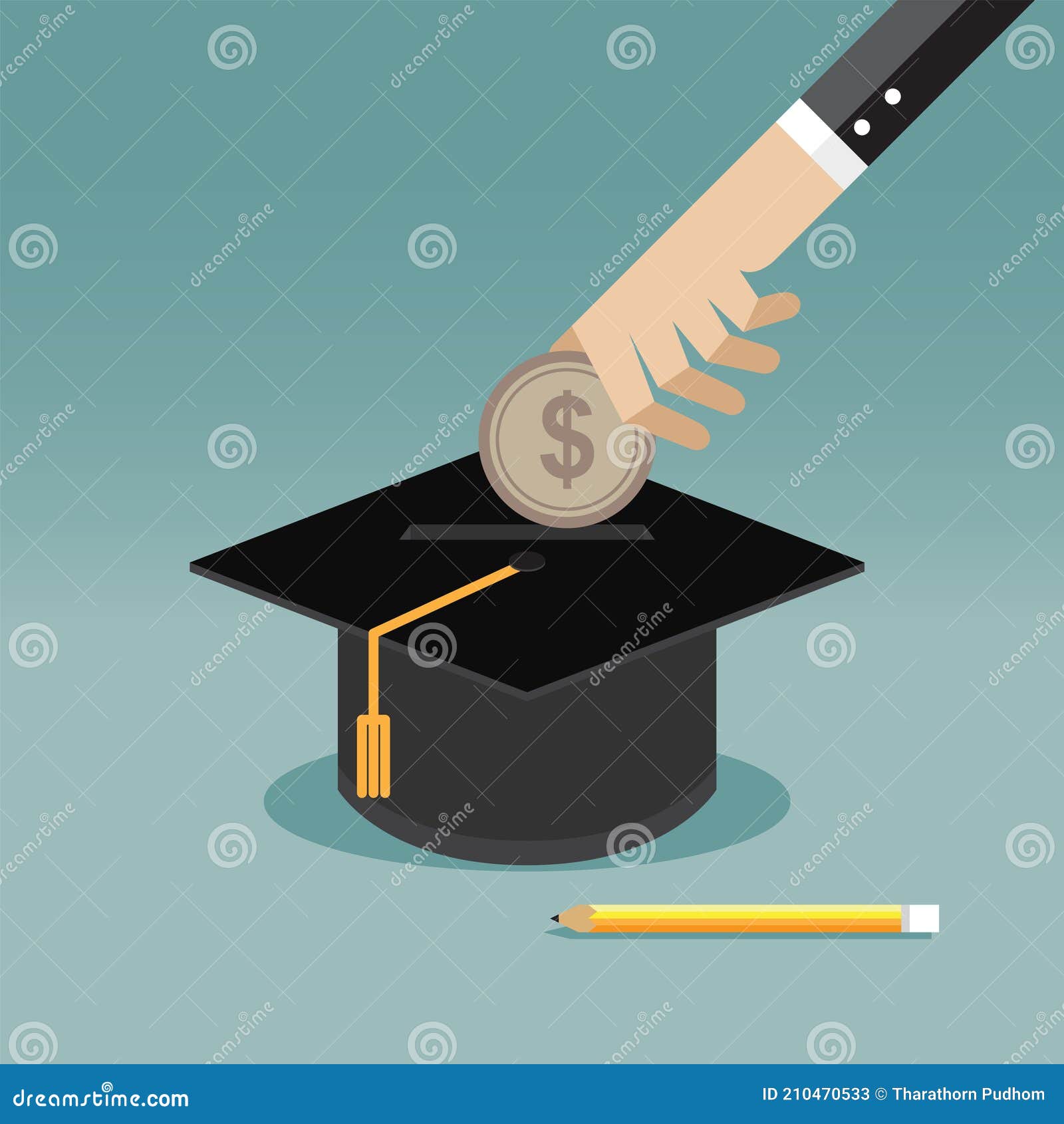 Saving money for education stock vector. Illustration of loan - 210470533
