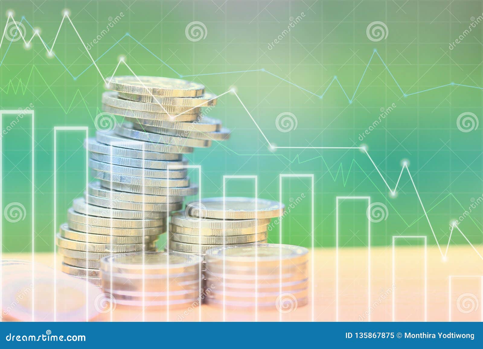 Saving Money and Finance or Banking Concept, Stack of Coins Money and ...