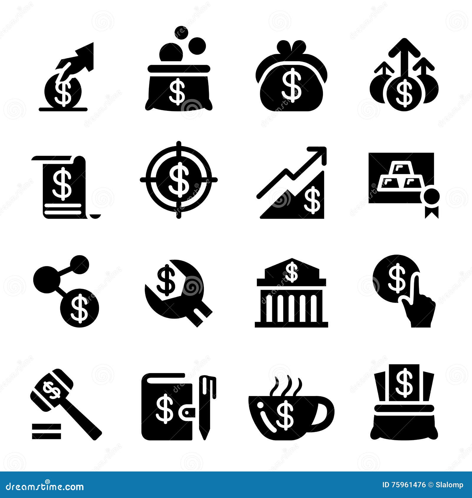 Saving money icon set stock vector. Illustration of gold - 75961476