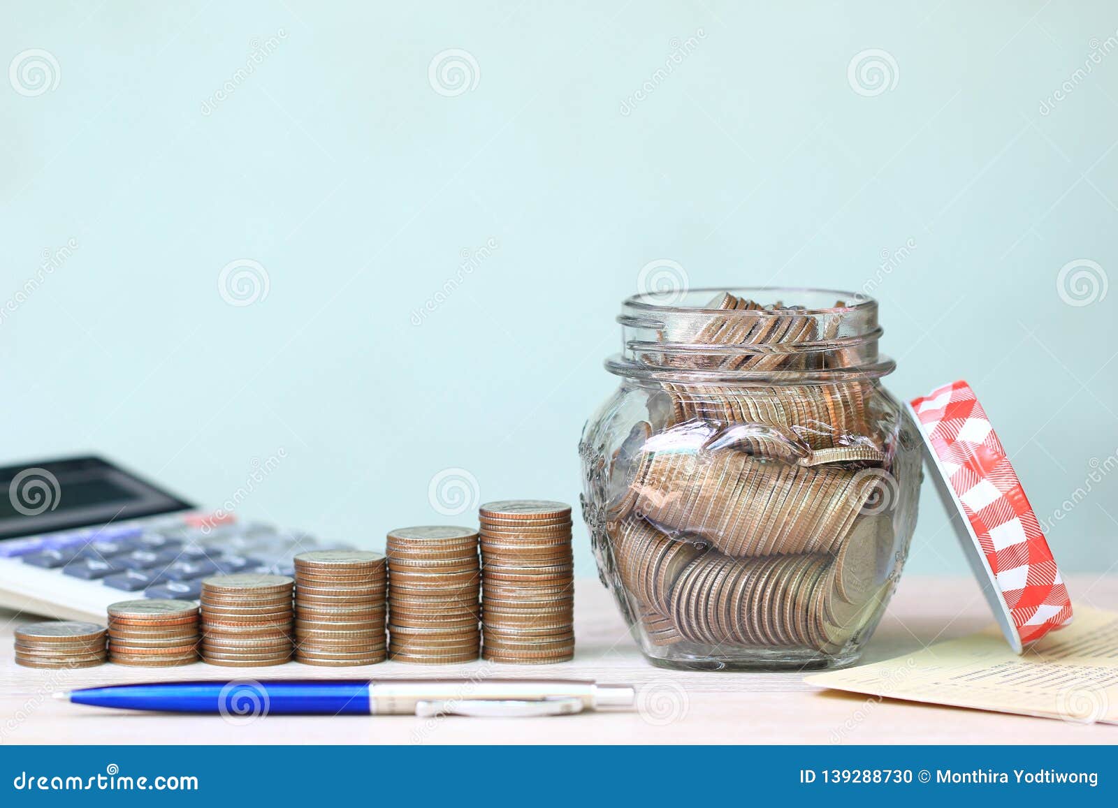 Saving Money for Prepare in Future Concept, Stack of Coins Money and ...