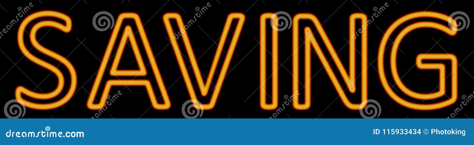 Saving neon sign stock illustration. Illustration of blue - 115933434