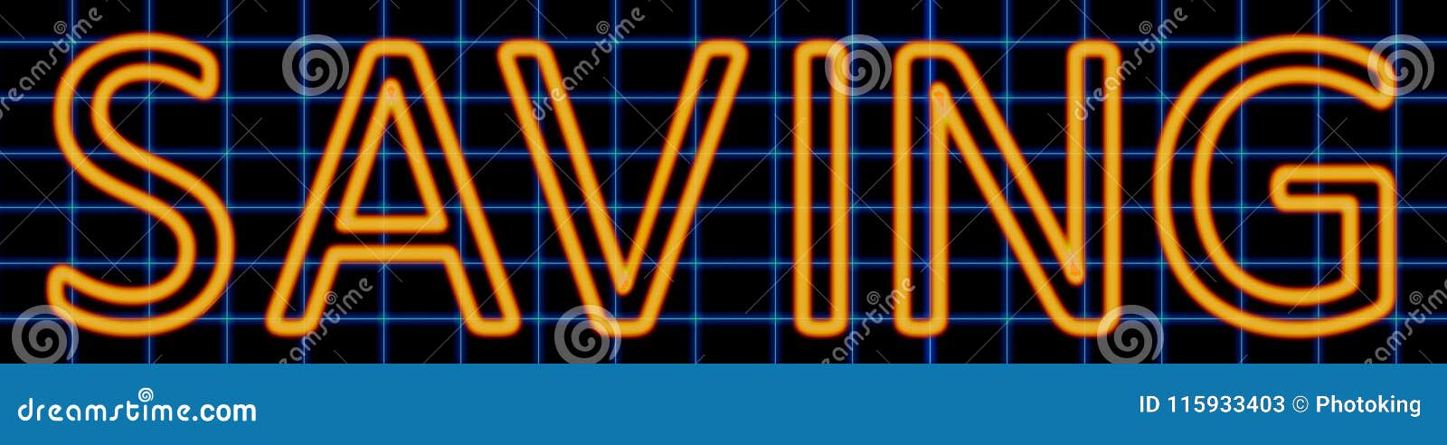 Saving neon sign stock illustration. Illustration of neon - 115933403