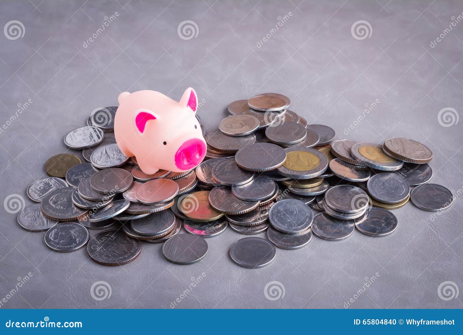 Saving Pig with Coins on the Floor Stock Photo - Image of investment ...