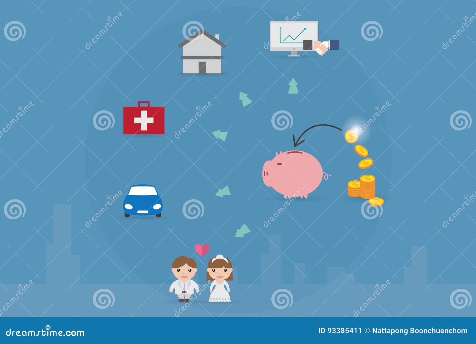 Saving plan concept stock vector. Illustration of pension - 93385411