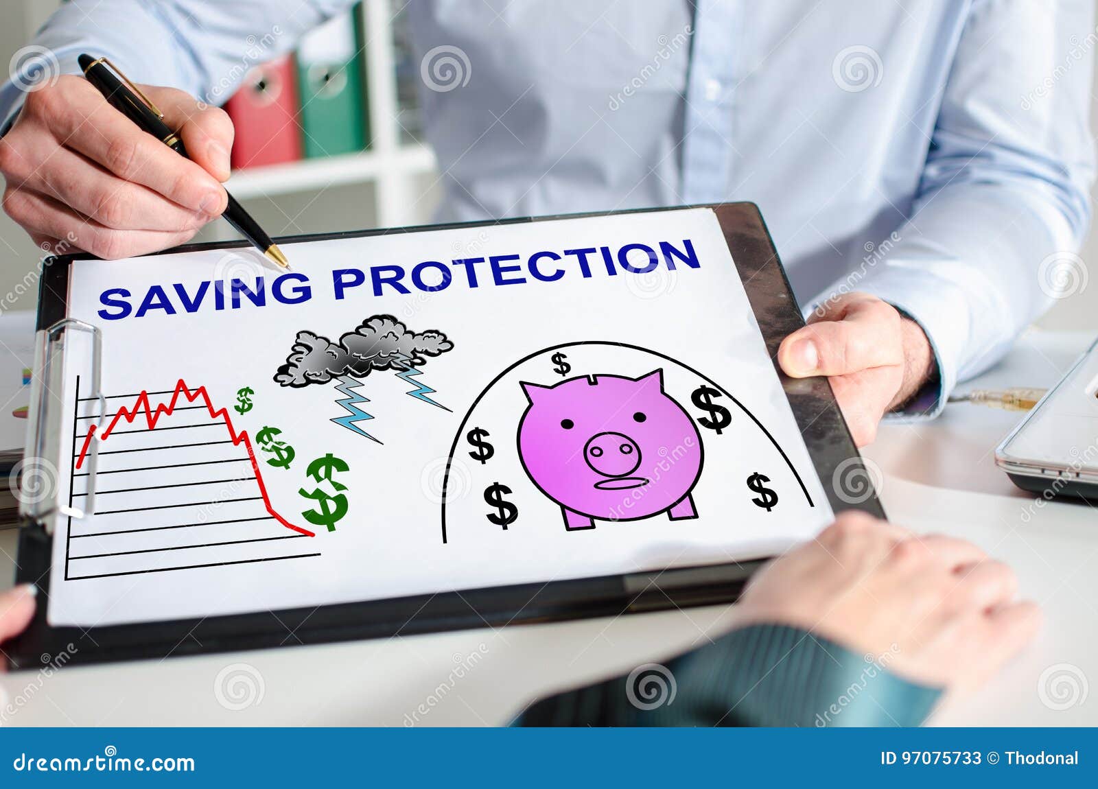 Saving Protection Concept on a Clipboard Stock Image - Image of ...
