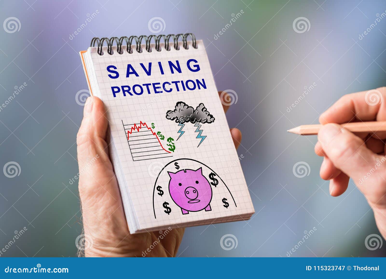 Saving Protection Concept on a Notepad Stock Image - Image of crash ...