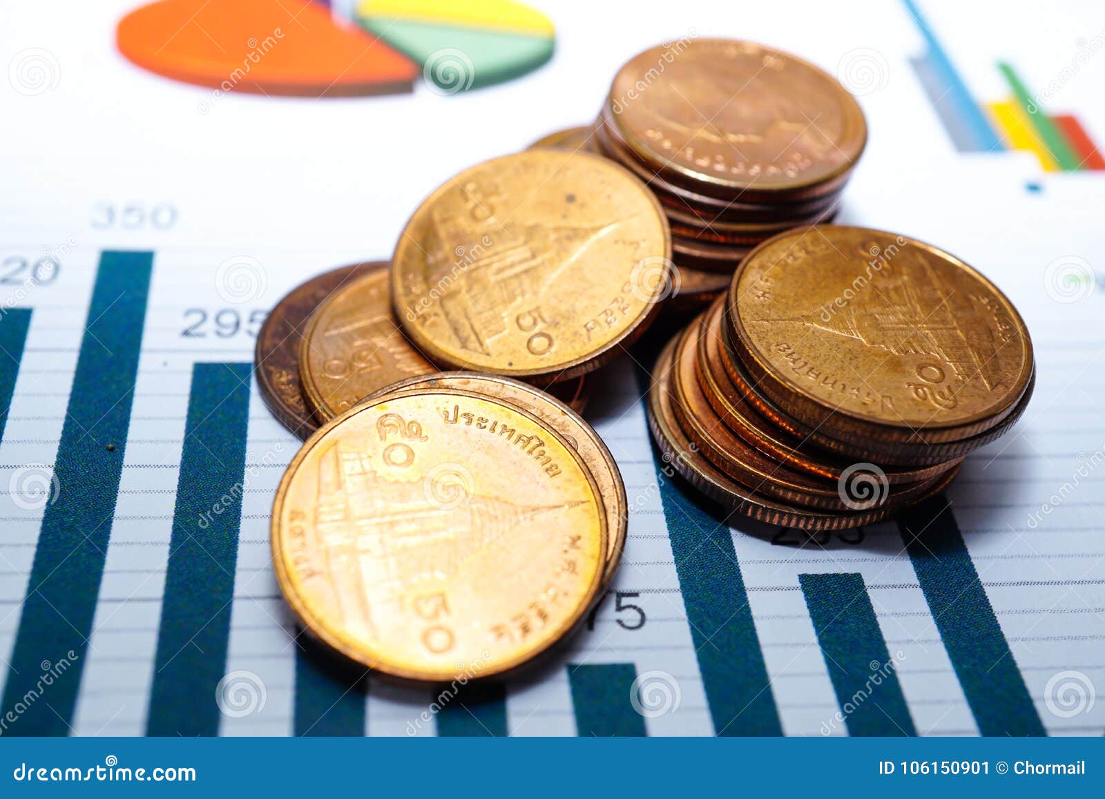 Saving Stack Coins Money Charts Graphs. Financial Development, Banking ...