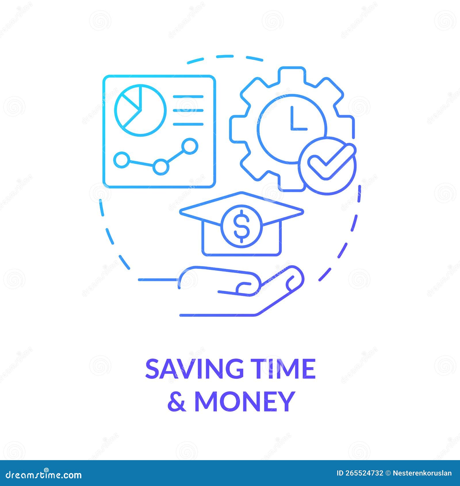 Saving Time and Money Blue Gradient Concept Icon Stock Vector ...