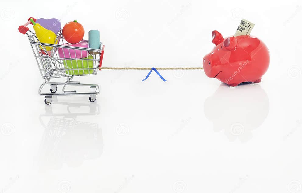 Saving versus spending stock image. Image of cart, shopping - 21749039