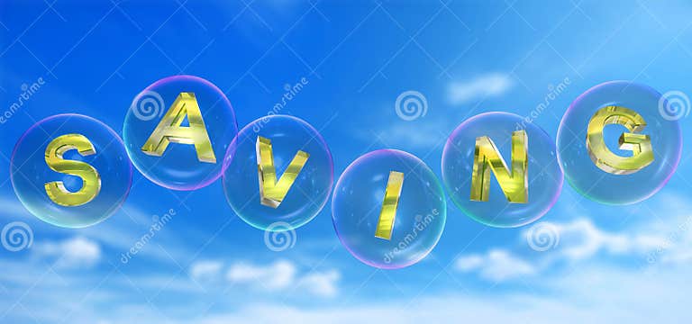 The saving word in bubble stock illustration. Illustration of saving ...