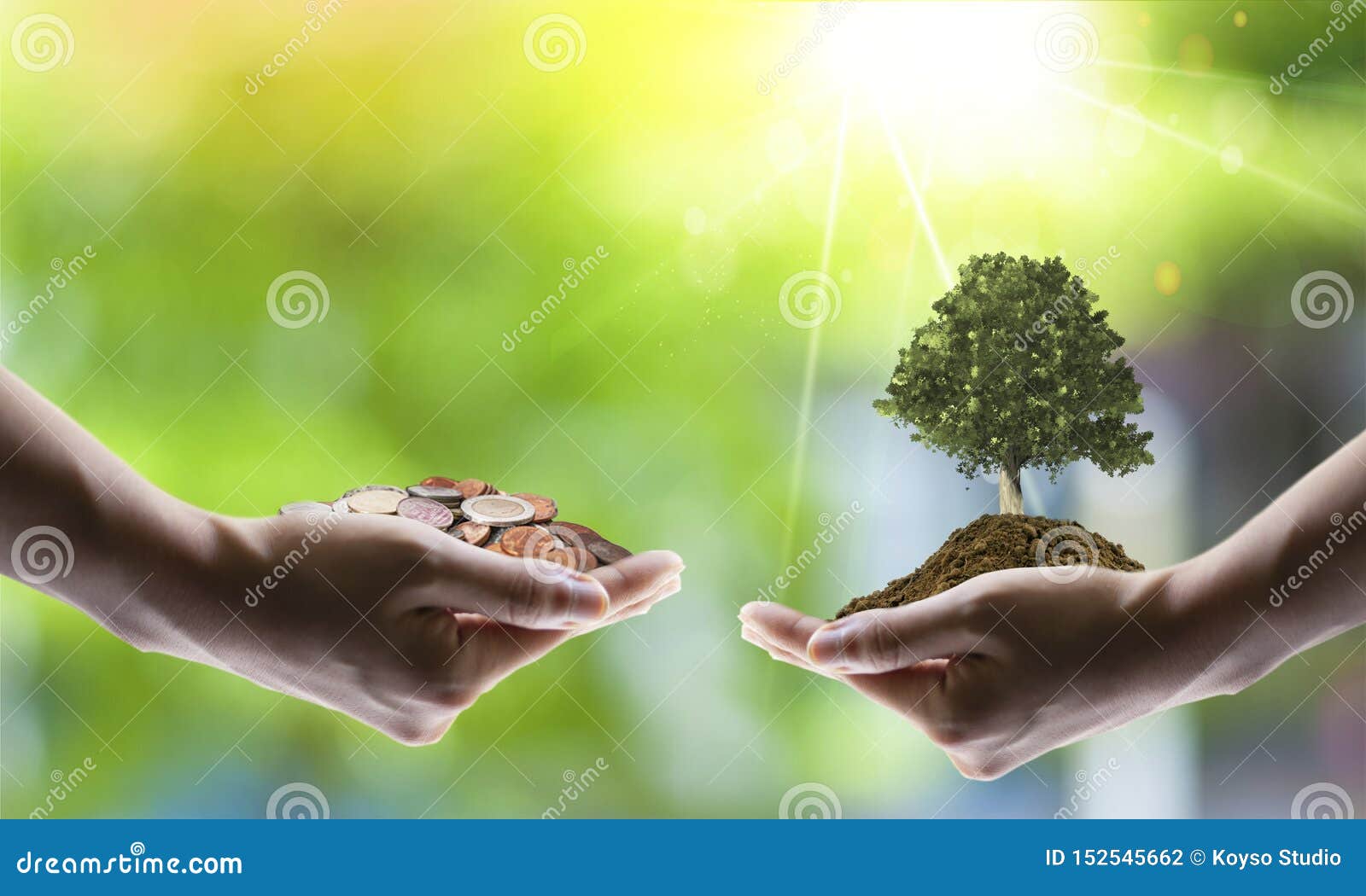 Saving Energy Concept with Earth and Tree Planting on Volunteers Stock ...