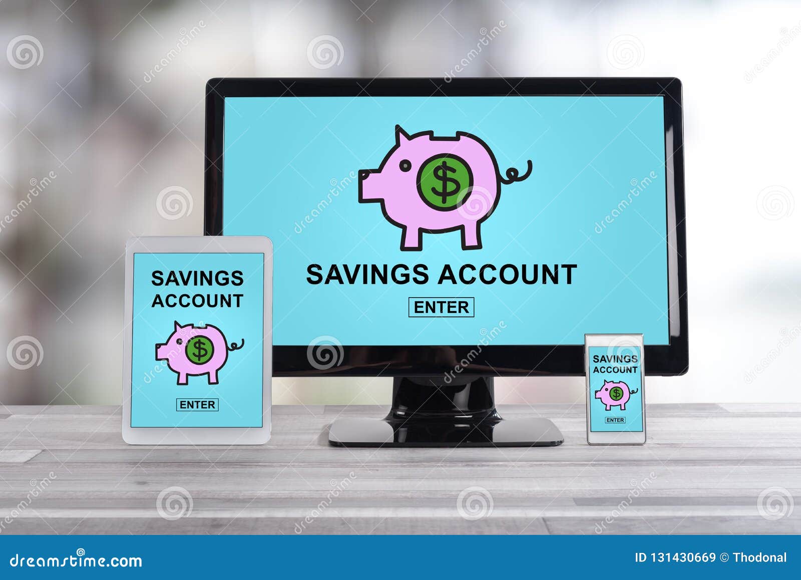 Savings Account Concept on Different Devices Stock Image - Image of ...