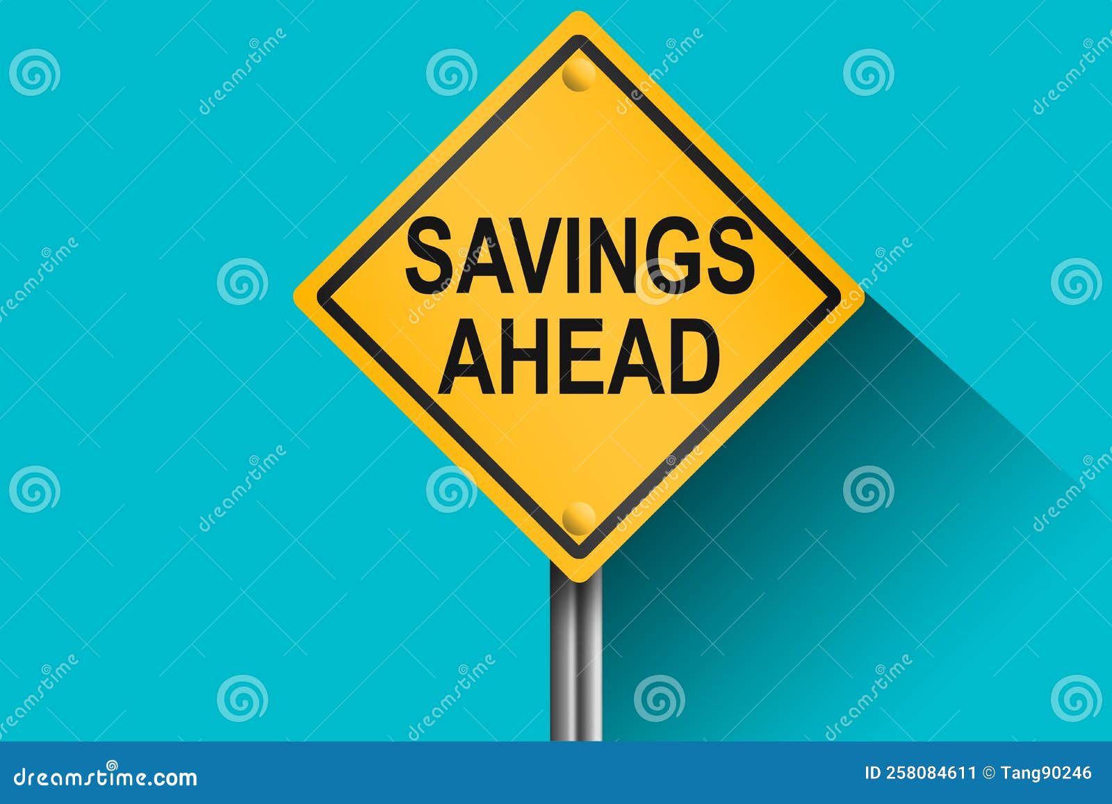 Savings Ahead Word on Yellow Road Sign Stock Illustration ...