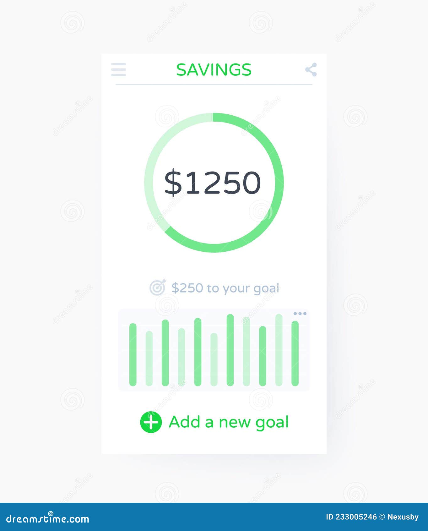 Savings App Interface, Mobile Ui Vector Design Stock Vector ...