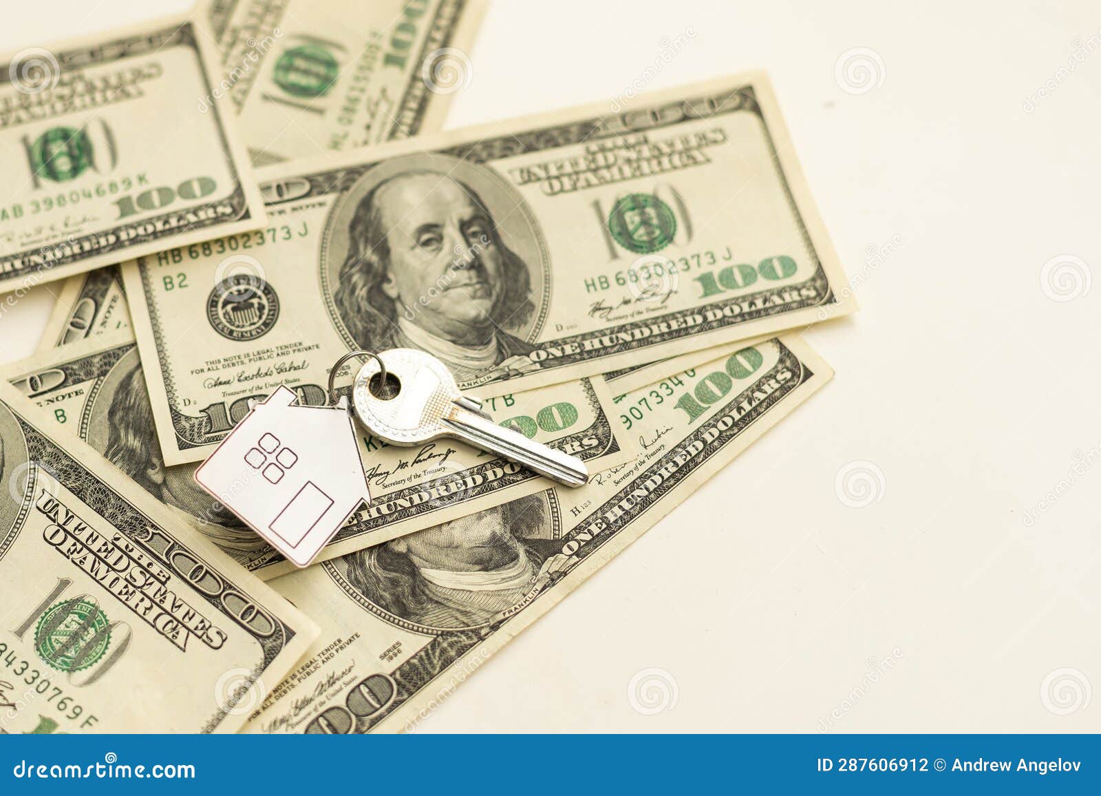 Savings Concept. the Key Ring Lies on the Money Stock Photo - Image of ...
