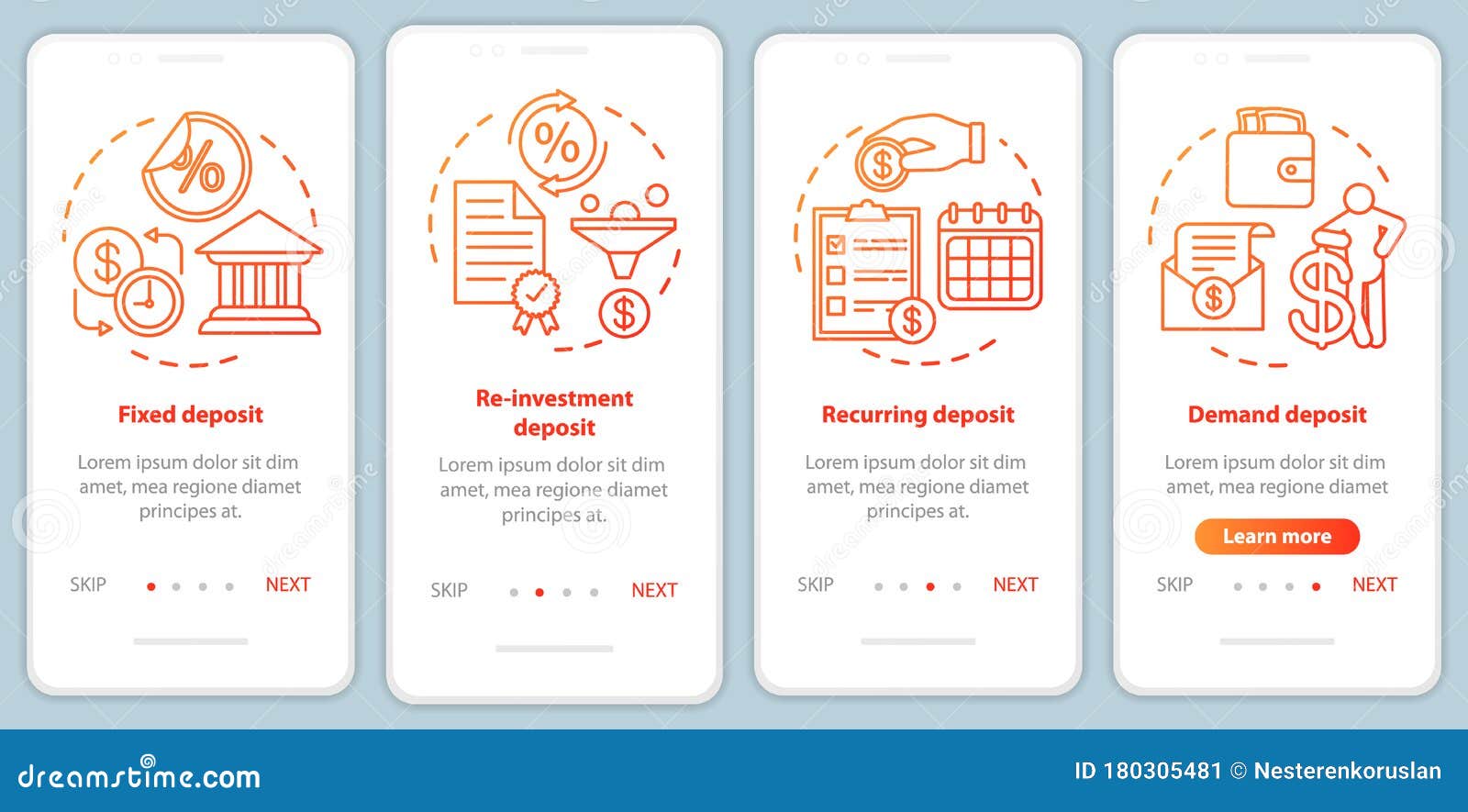 Savings, Deposit Investment Onboarding Mobile App Page Screen Vector ...