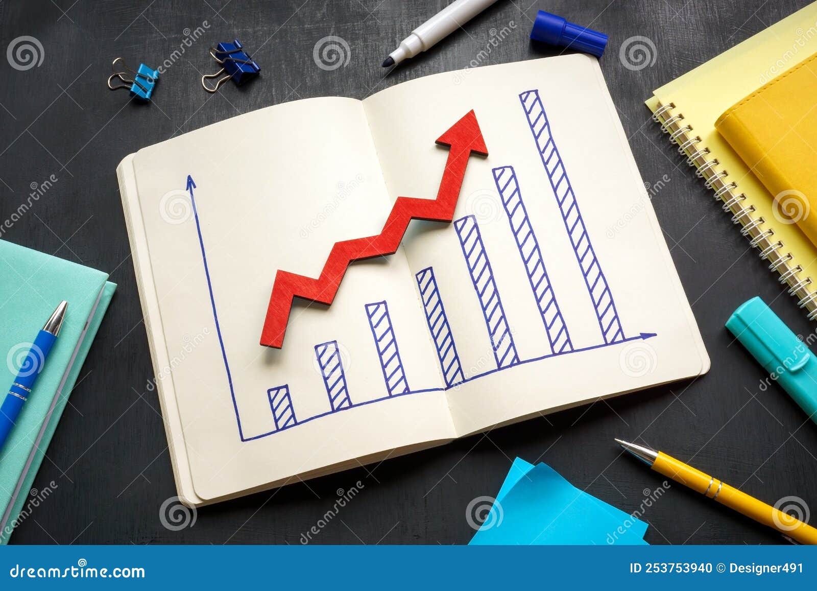 Savings Growth Concept. Graph and Rising Arrow. Stock Photo - Image of ...