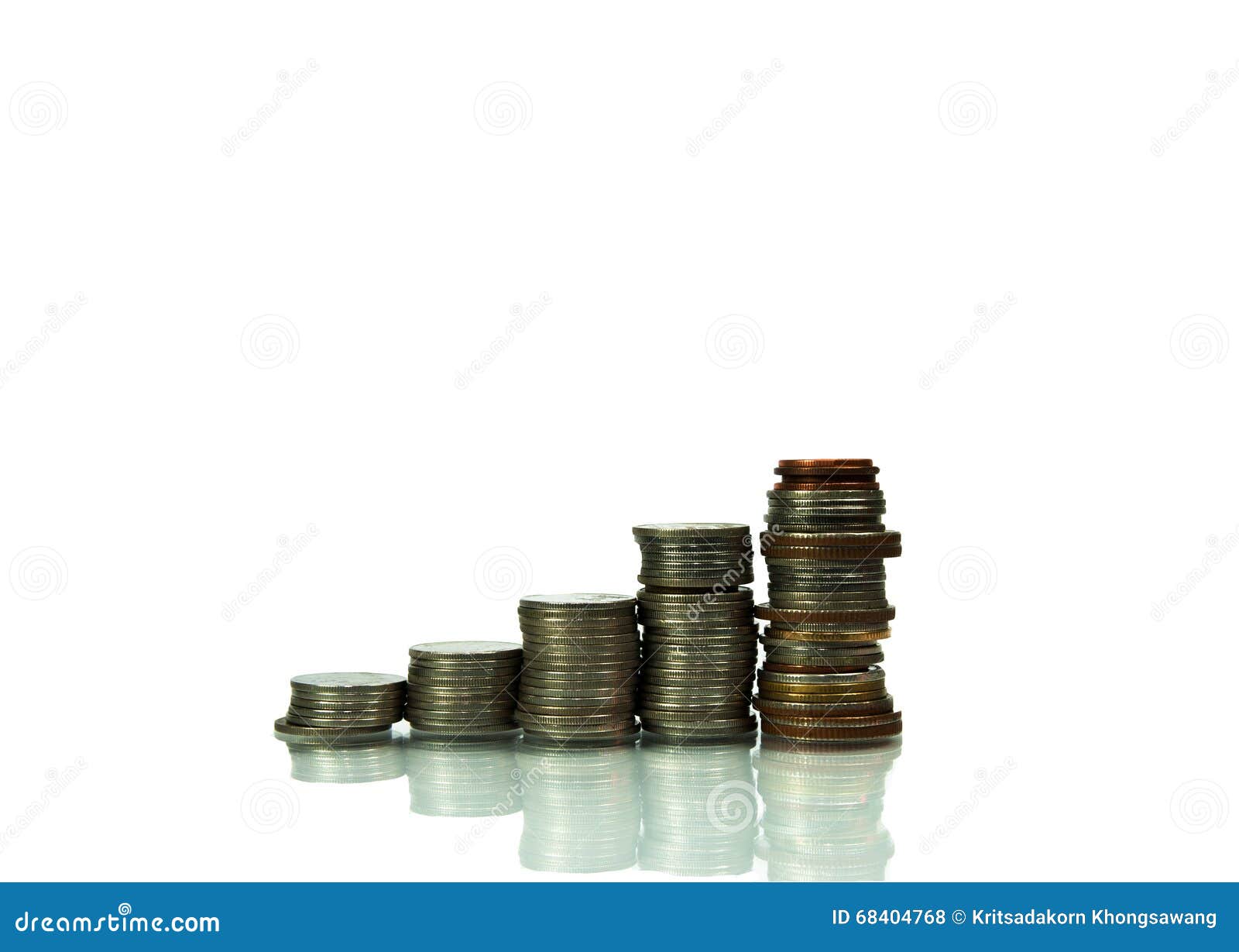 Savings, Increasing Columns Coins on White Background Stock Photo ...