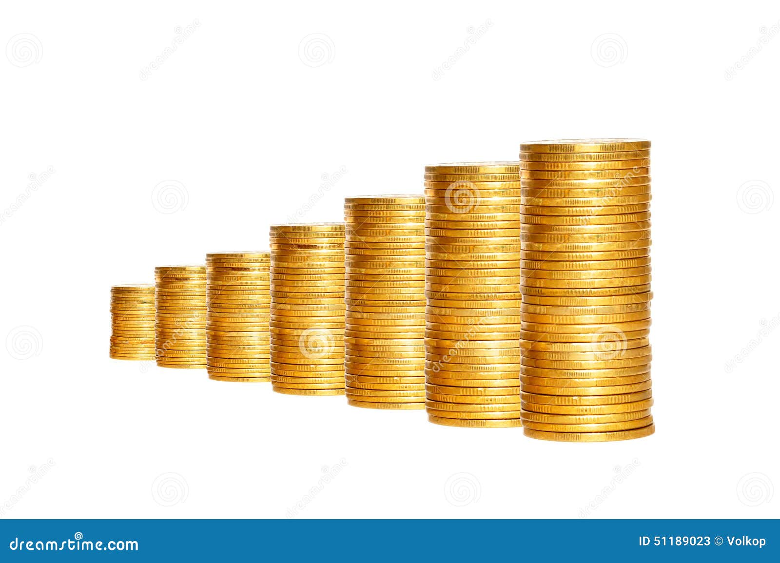 Increasing Columns Of Coins, Looks Like As Growth Chart, Step Of Stacks ...