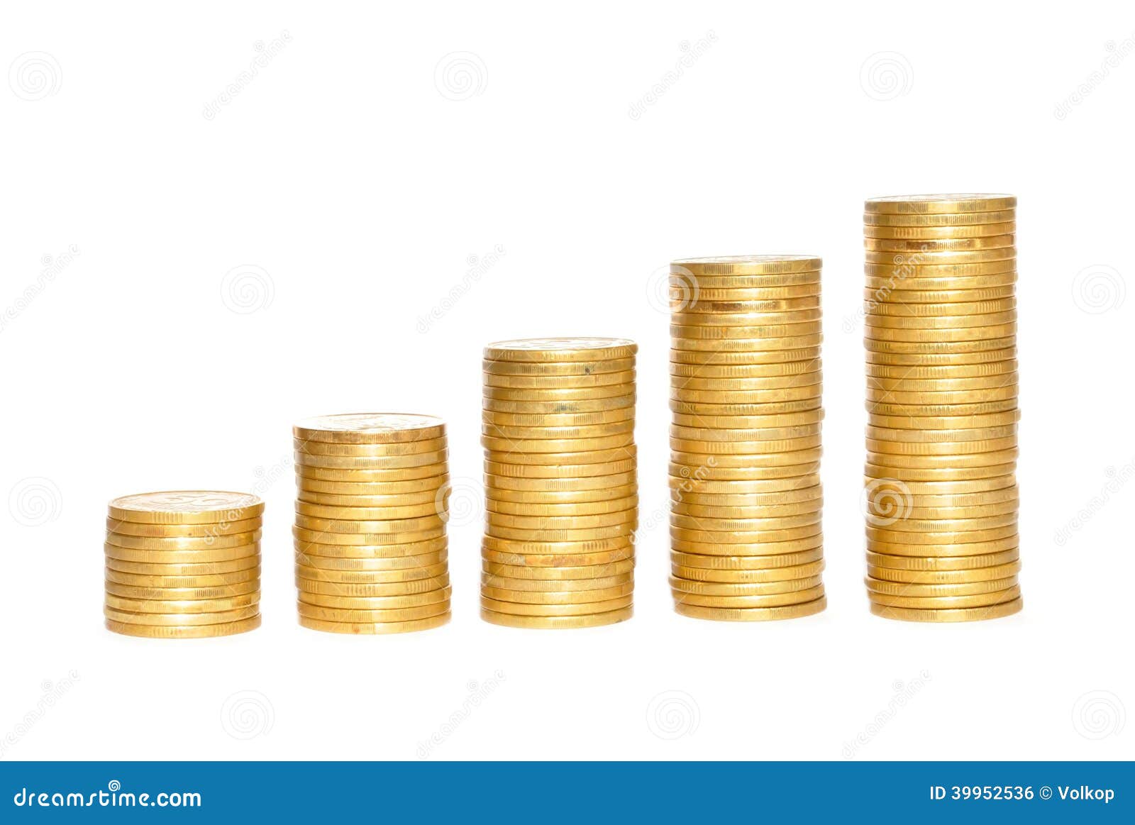 Increasing Columns Of Coins, Looks Like As Growth Chart, Step Of Stacks ...