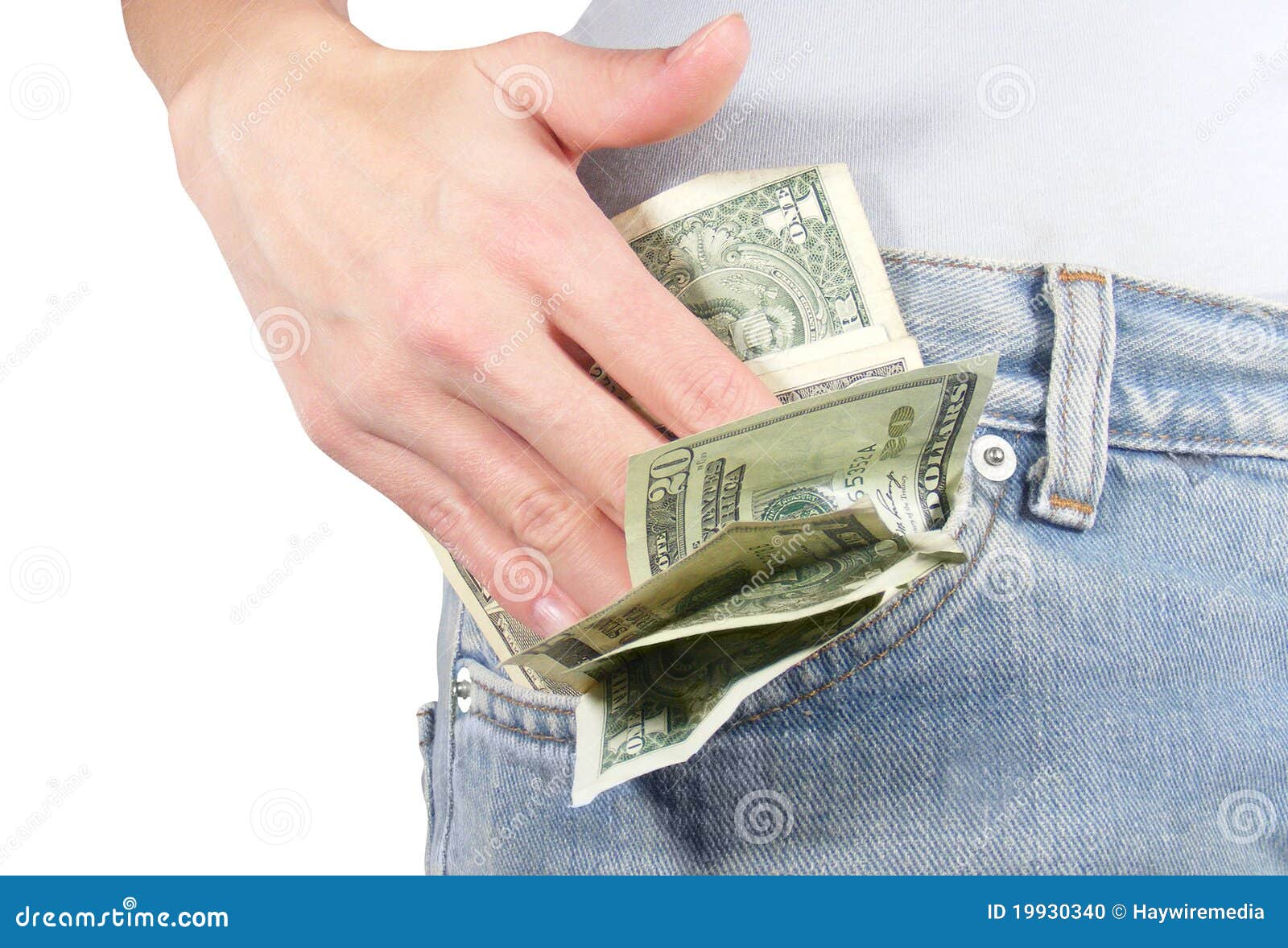Savings Money in Pocket on White Stock Photo - Image of person, paying ...