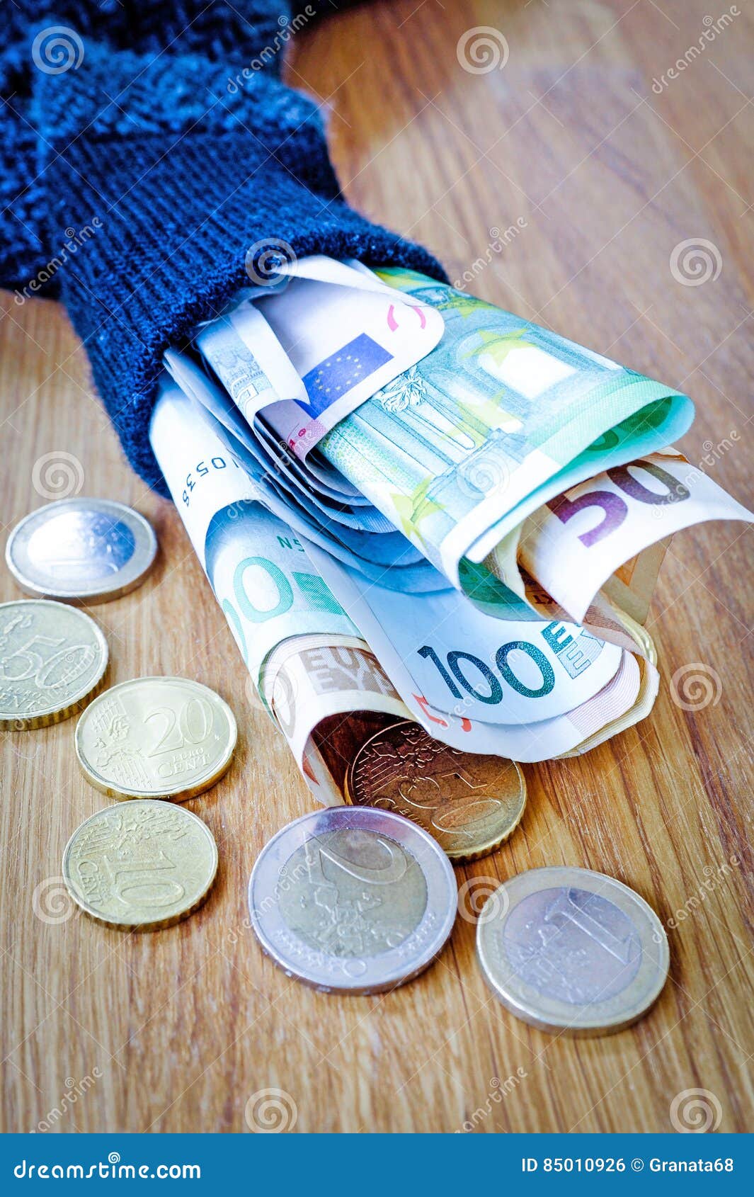 Savings in an old sock stock photo. Image of euro, sock - 85010926