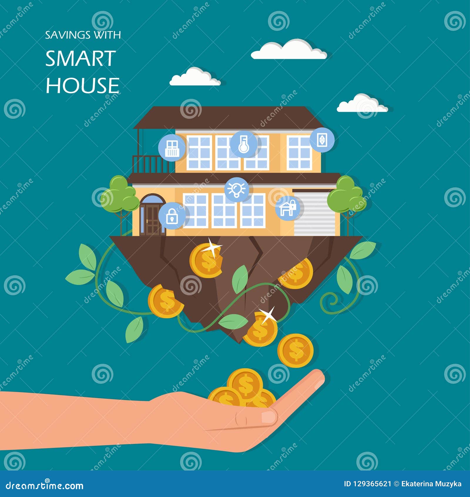 Savings with Smart House Vector Flat Illustration Stock Vector ...