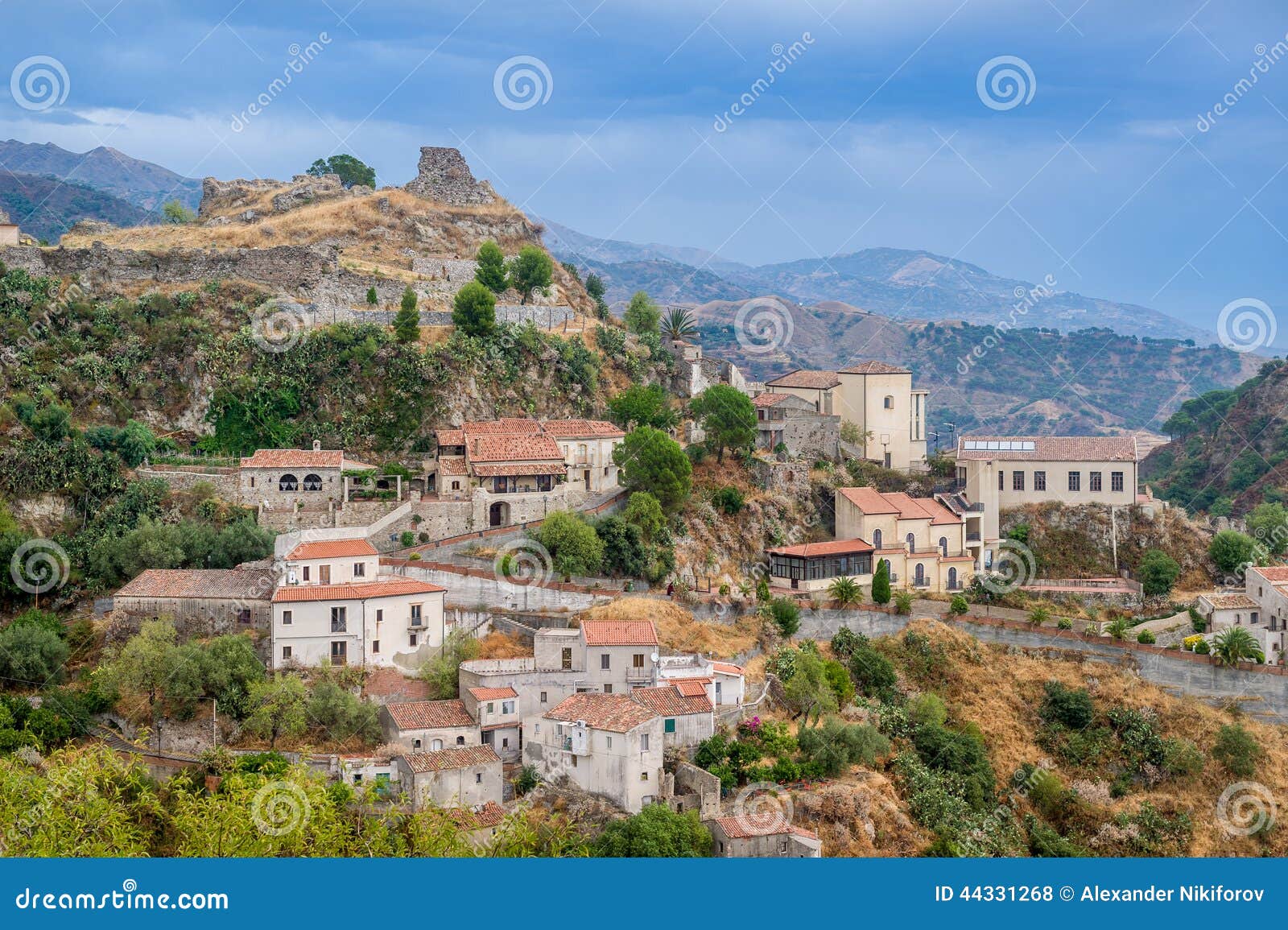 Savoca old town stock photo. Image of church, green, filming - 44331268