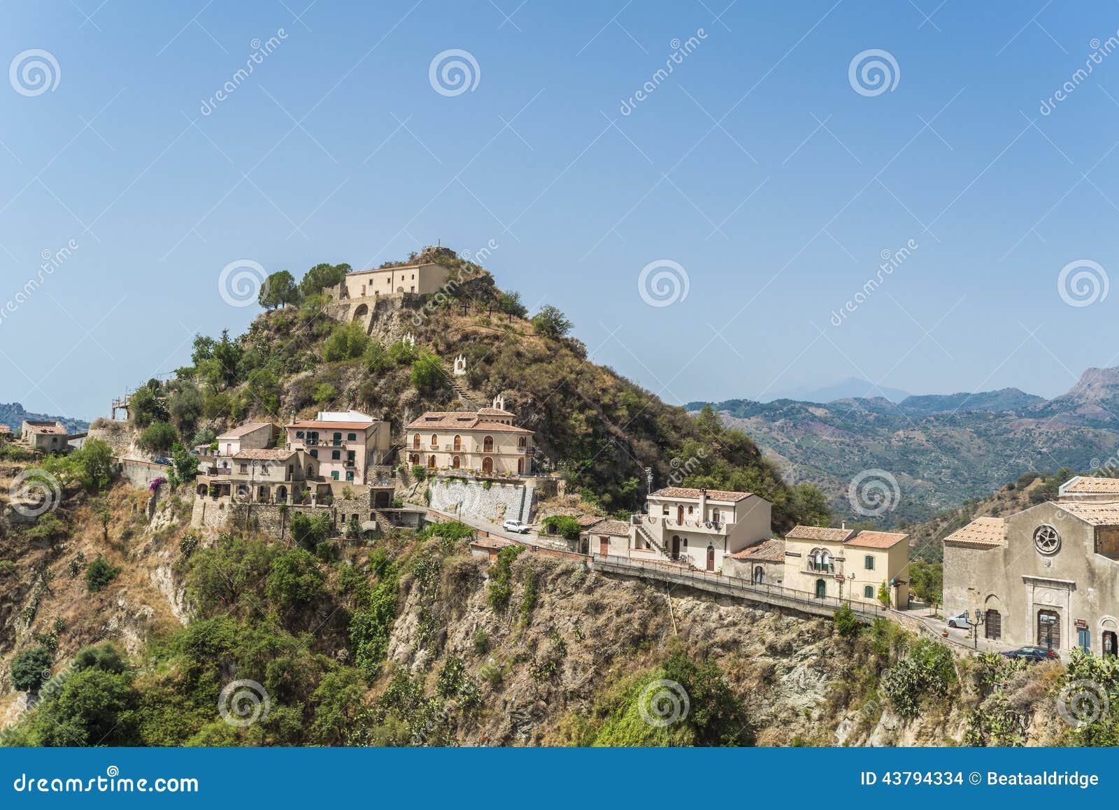 Savoca village, Sicily stock photo. Image of mountain - 43794334