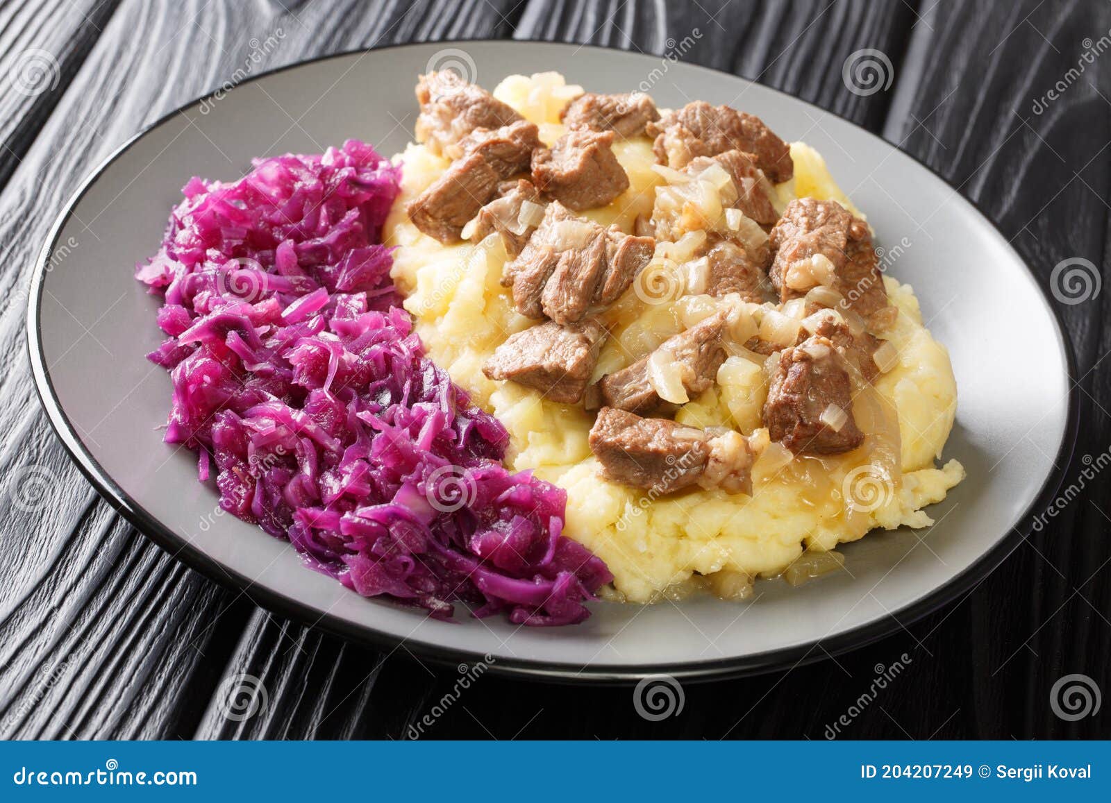 Savory Beef and Onion Stew Hachee Recipe Closeup in the Plate ...