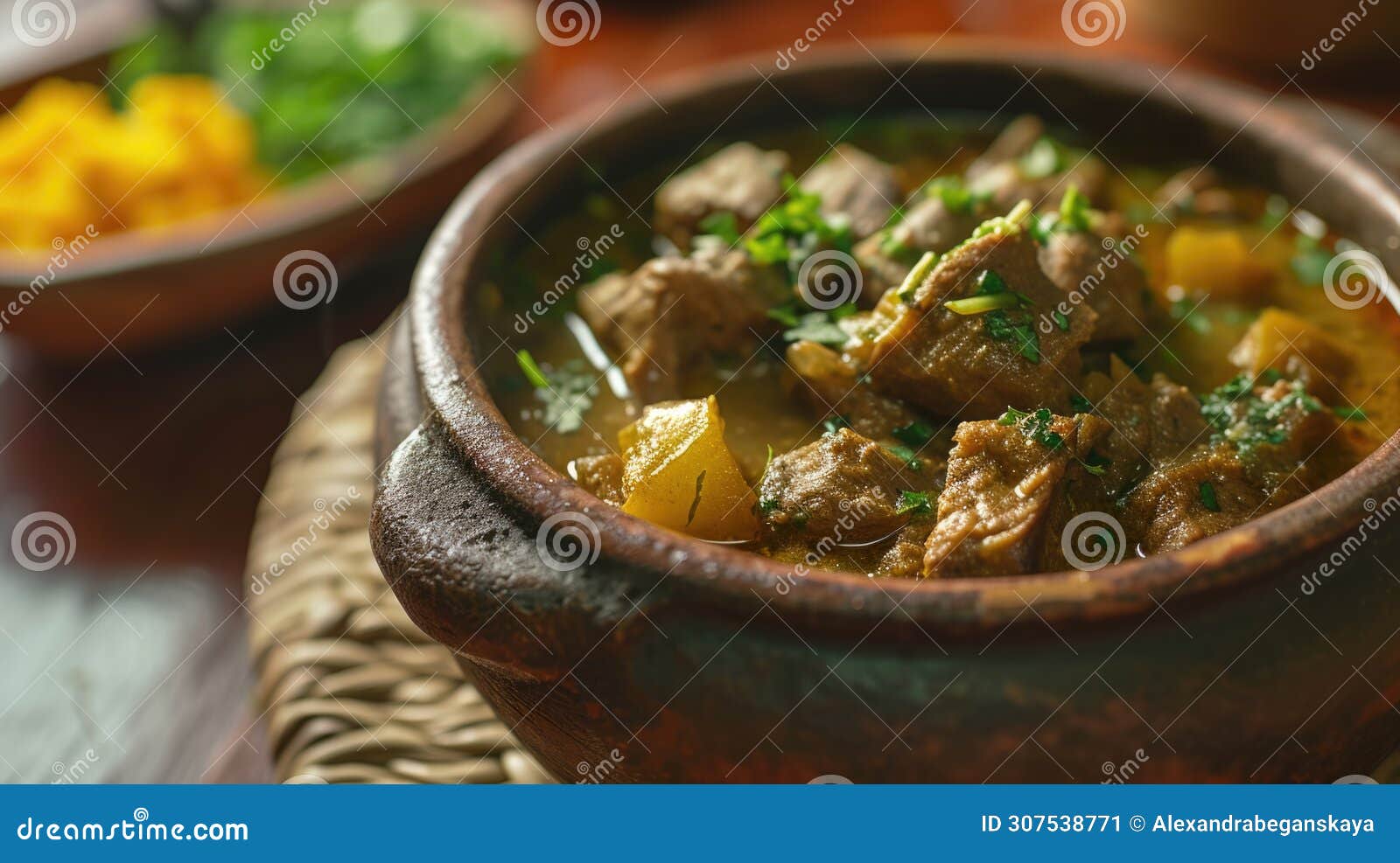 Savory Beef Stew in Traditional Clay Pot with Herbs Stock Illustration ...