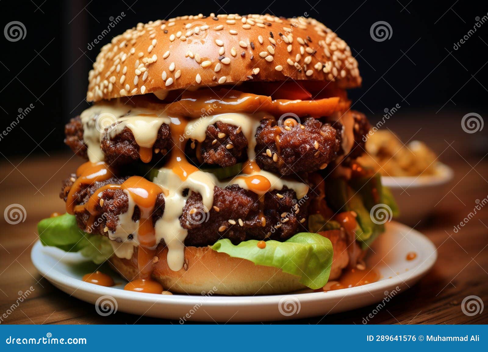 Savory Burger Delights. Generative AI Stock Photo - Image of satisfying ...