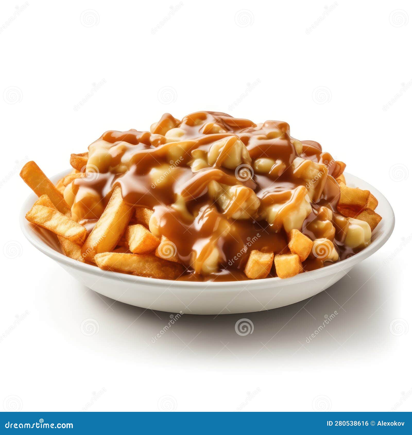 Savory Canadian Poutine on White Plate . Stock Illustration ...