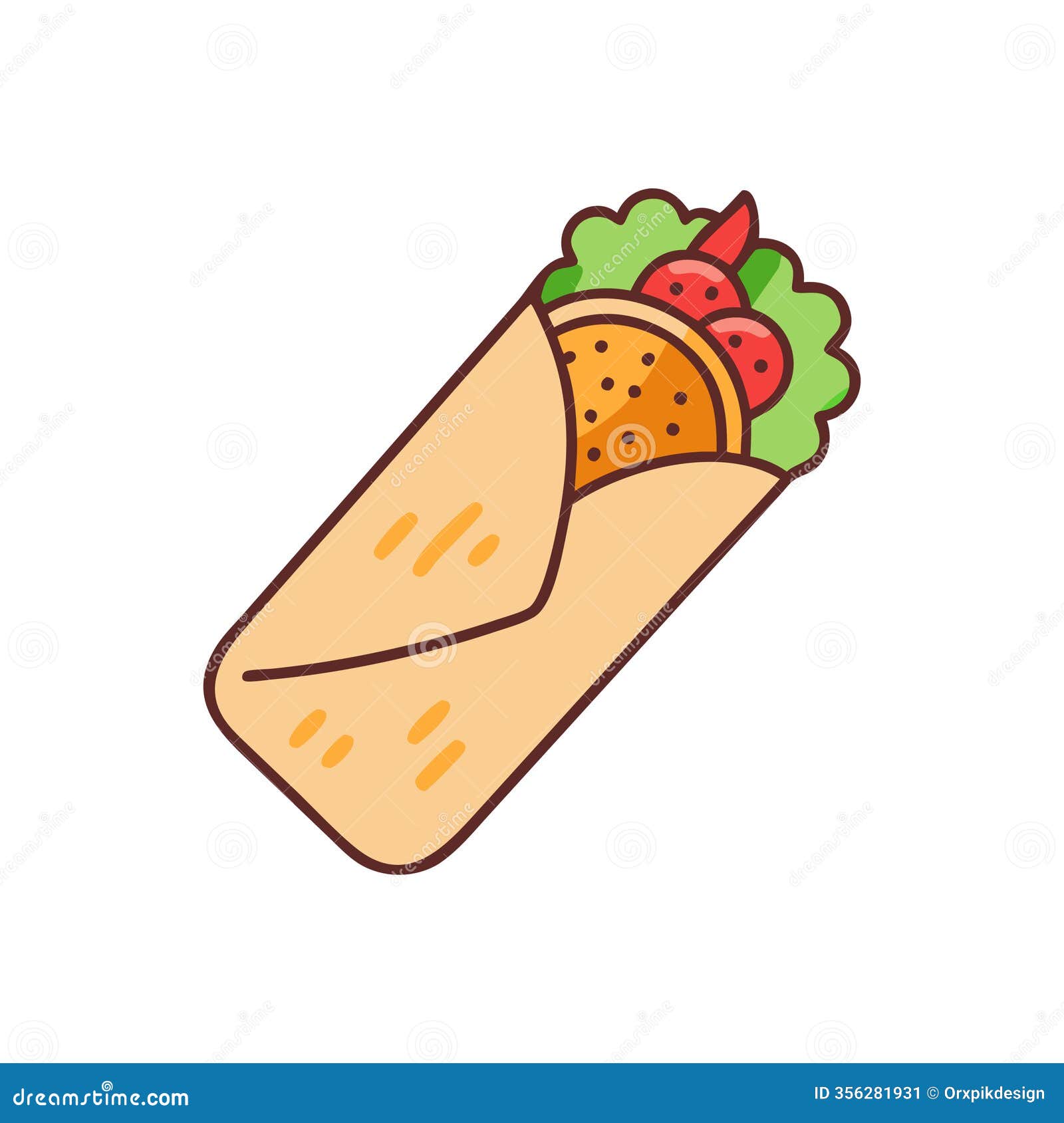 Savory Chicken Shawarma Wrap Stock Vector - Illustration of pita ...